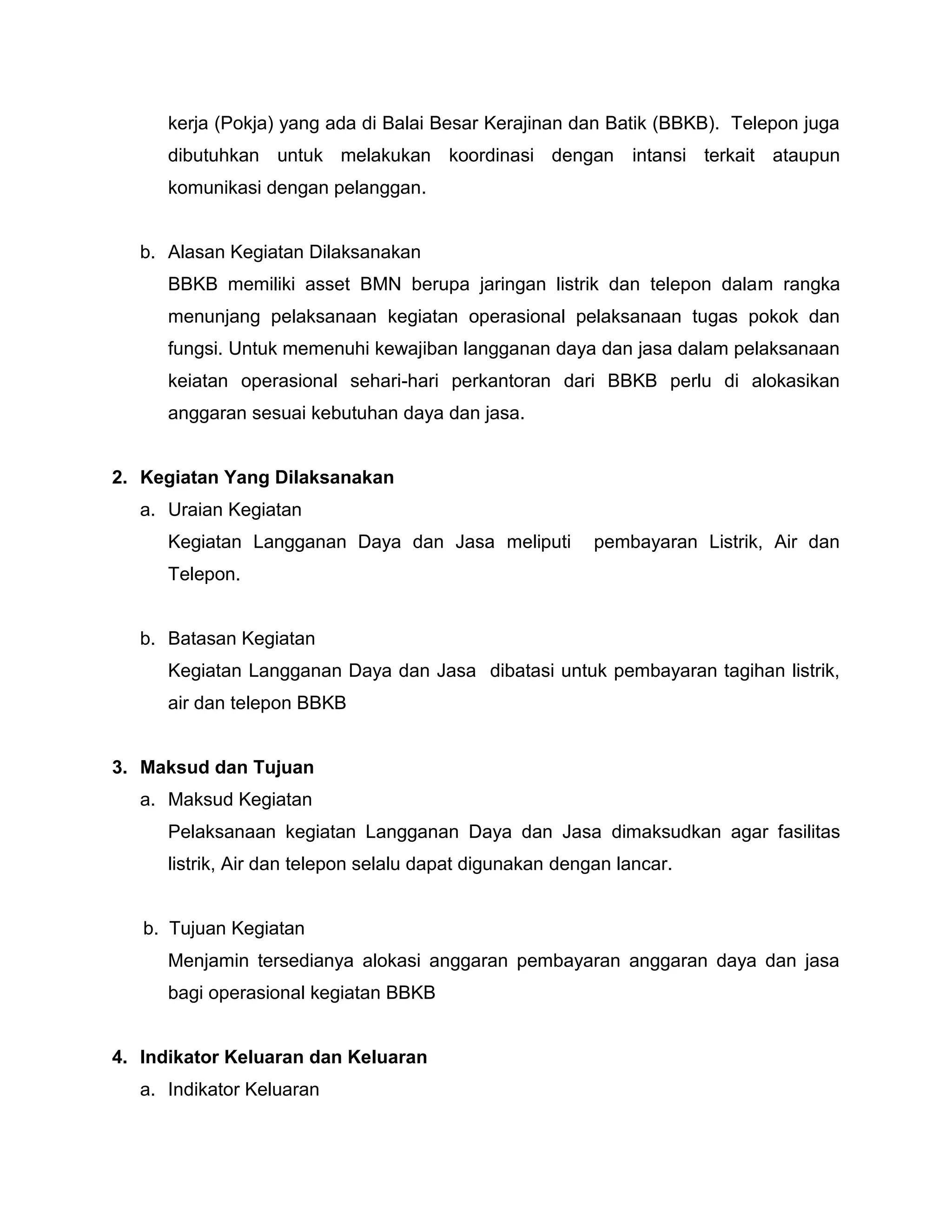 Kumpulan TOR / Kerangka Acuan Kerja | PDF
