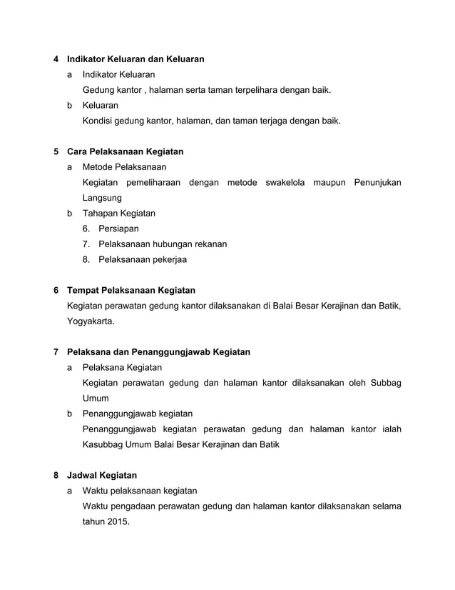 Kumpulan TOR / Kerangka Acuan Kerja | PDF