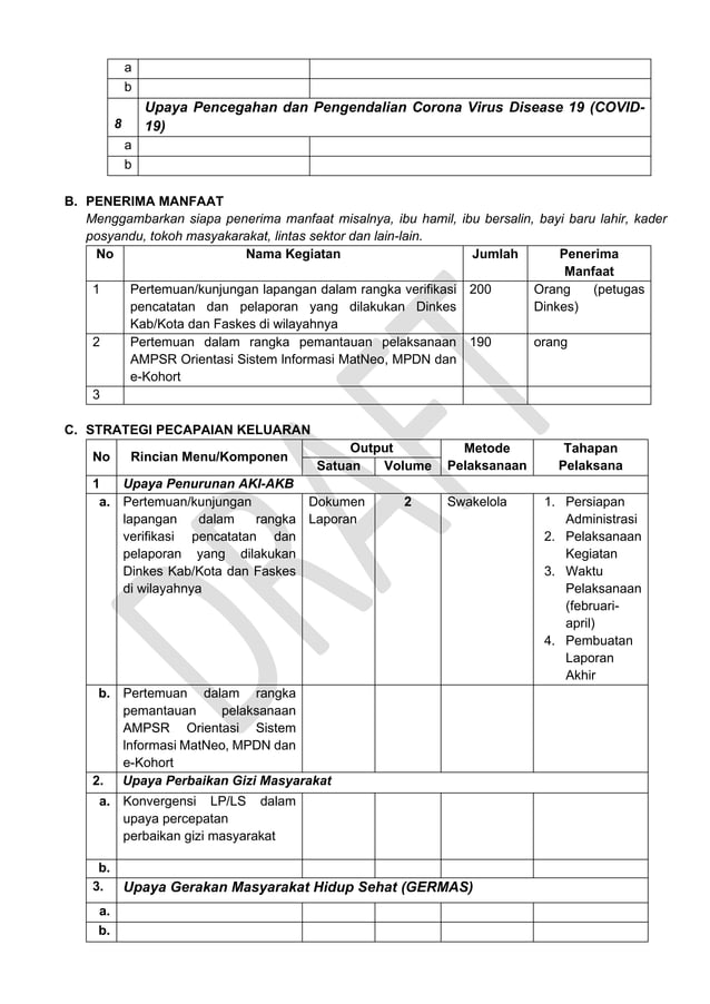 Contoh TOR (Term of Reference) Pelaksanaan Kegiatan Bantuan BOK | PDF