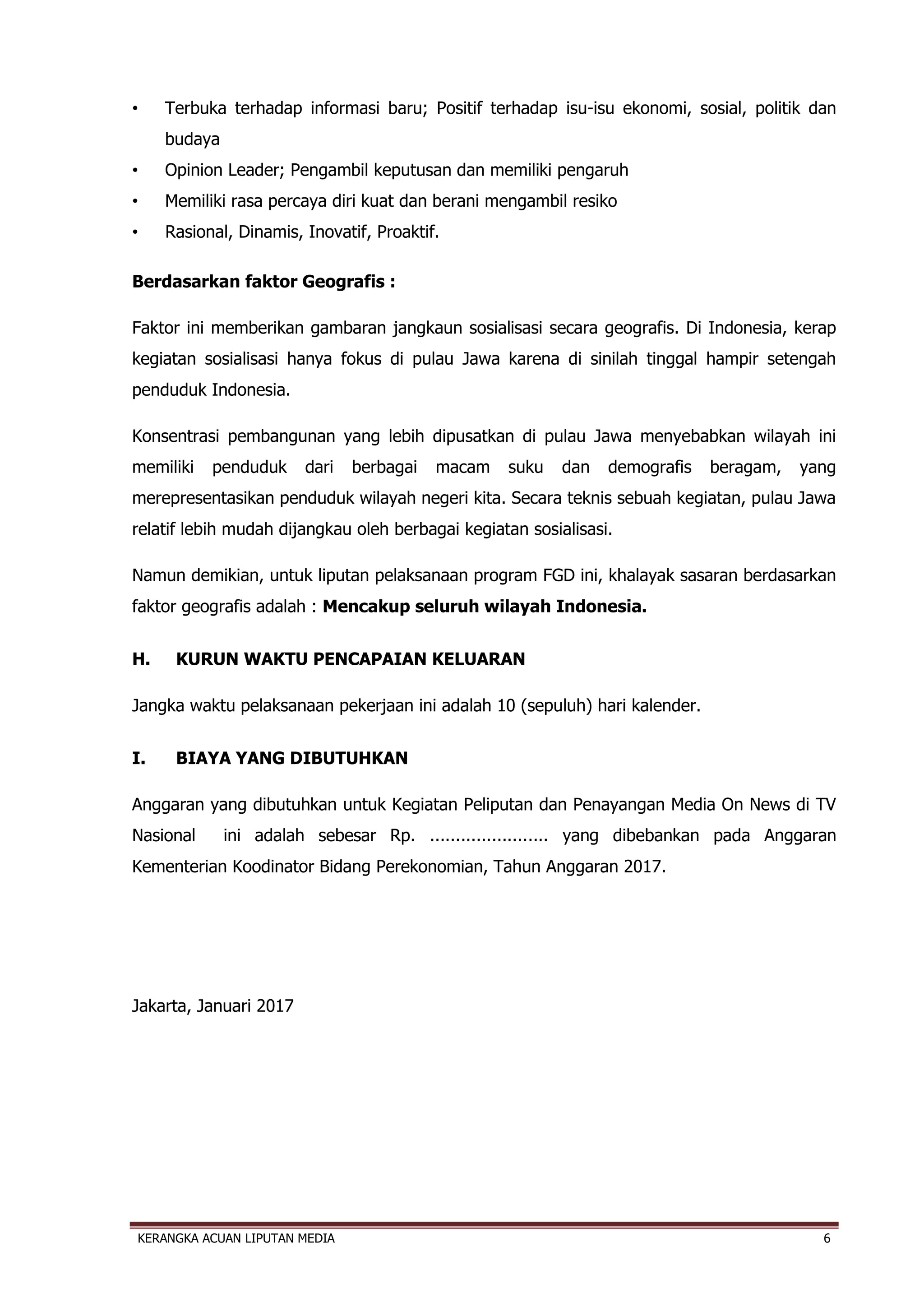 Contoh TOR Liputan FGD | PDF