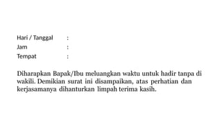 contoh undangan untuk pengurus komitepptx | PPTX