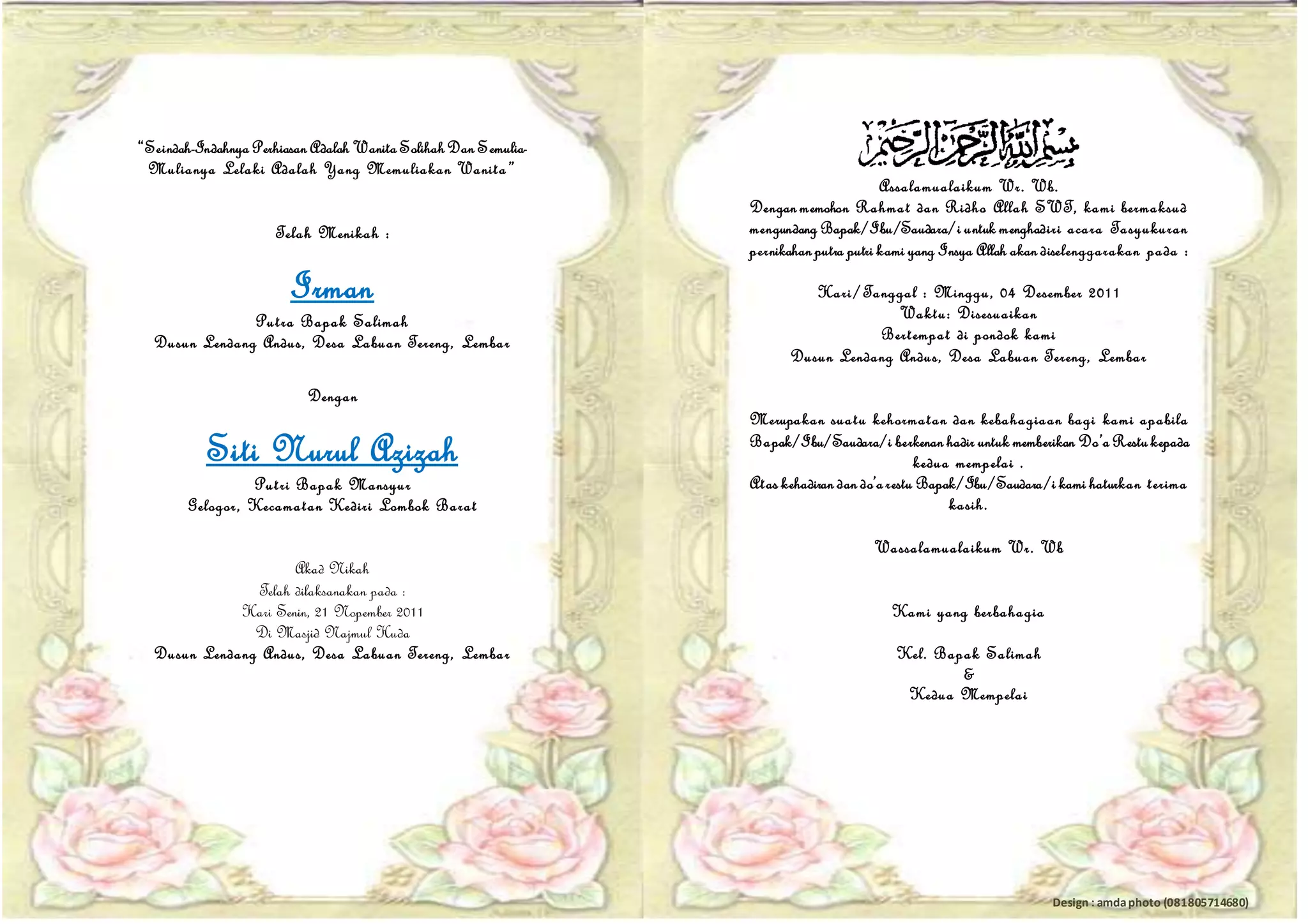 Contoh undangan nikah | DOC