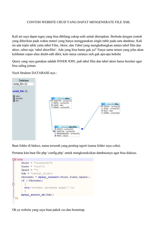 Contoh website crud yang dapat mengenerate file xml | DOC
