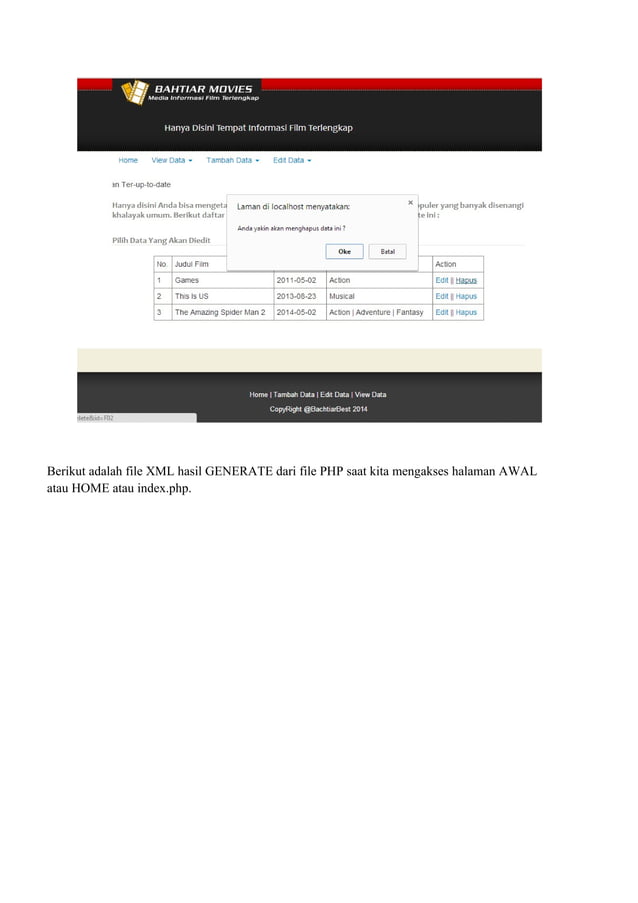 Contoh website crud yang dapat mengenerate file xml | DOC