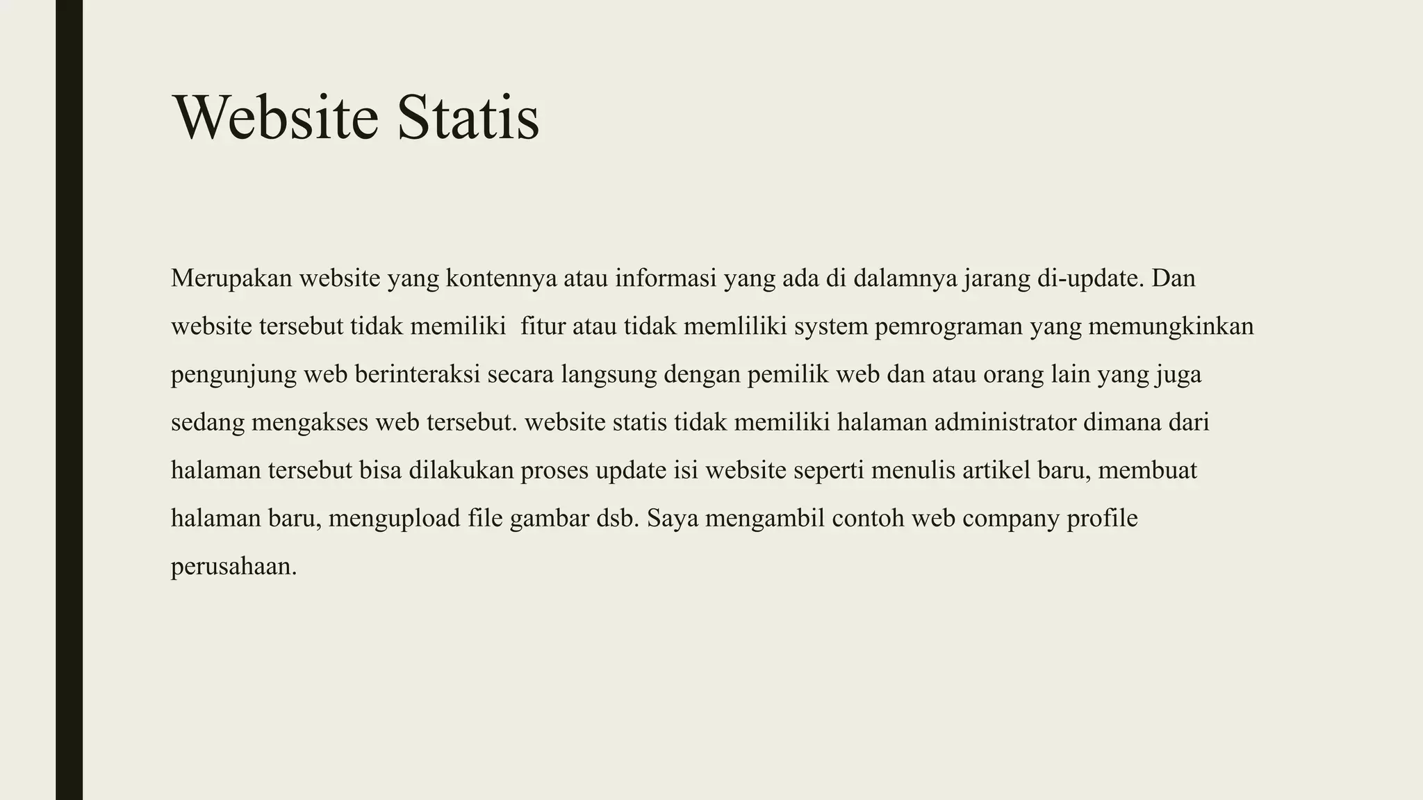 Contoh web statis, dinamis, dan interaktif | PPTX