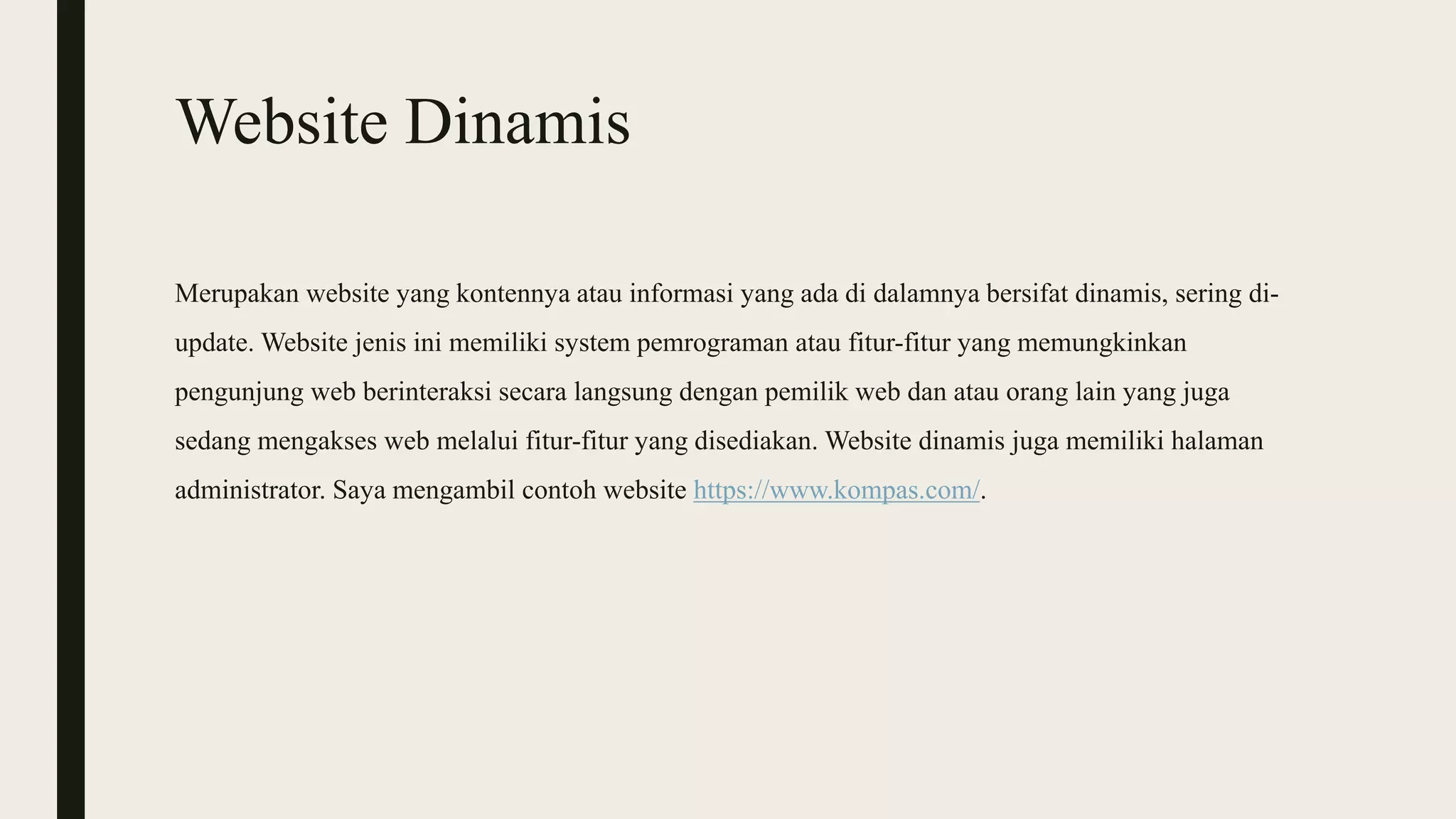Contoh web statis, dinamis, dan interaktif | PPTX