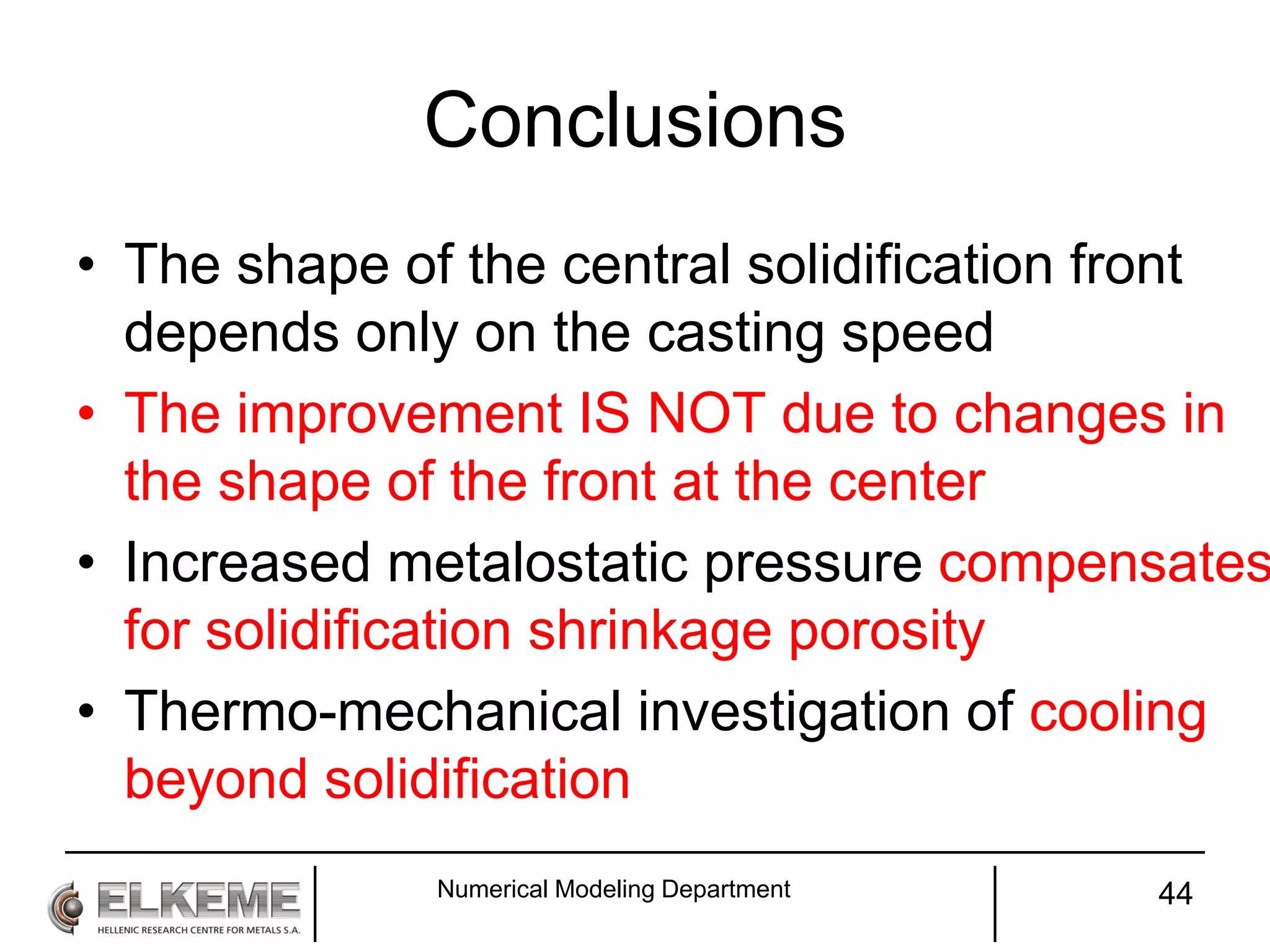 Numerical Modeling In Copper Billet Casting Pdf Physics Science