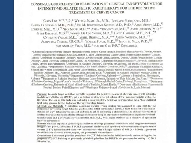 Contouring guidelines Cervix IMRT | PPTX