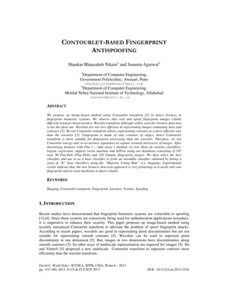 Contourlet based fingerprint antispoofing | PDF