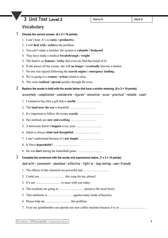 BACH UNIT 3 - TEST 2 | PPT