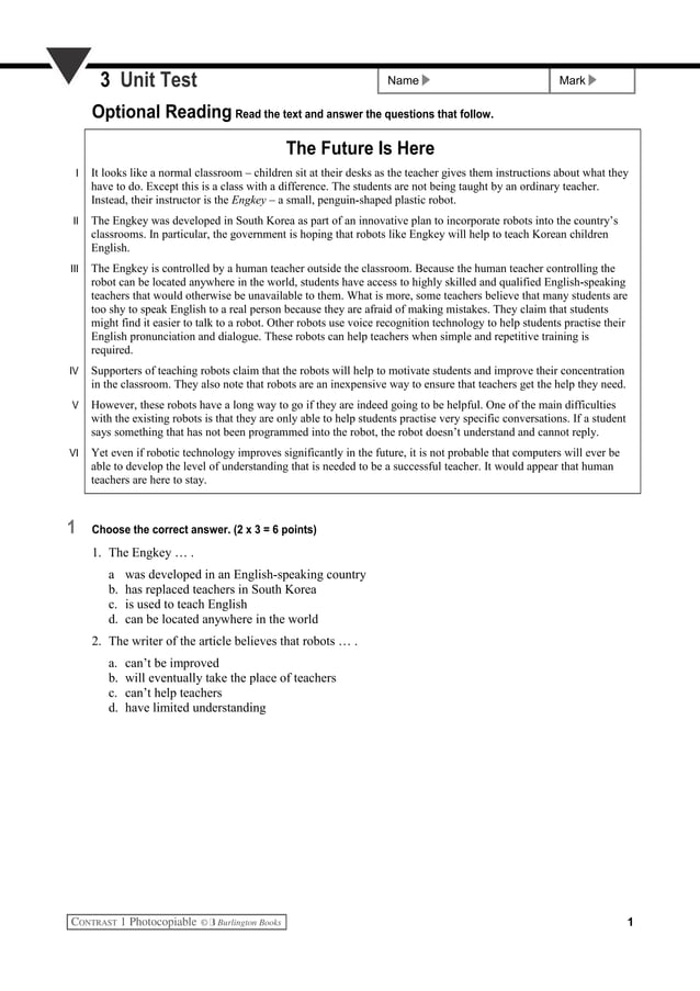 BACH READING - UNIT 3 | PDF