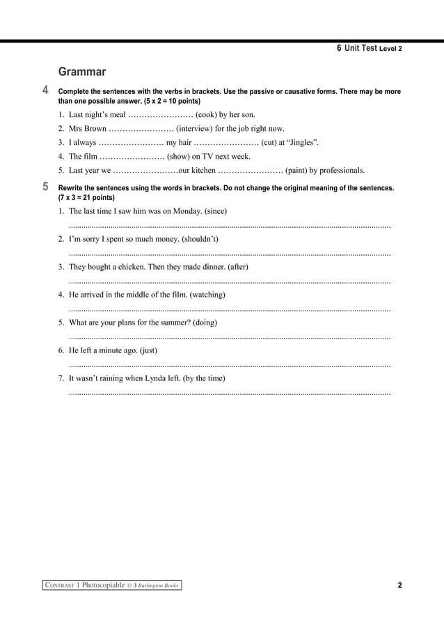 BACH UNIT 6 - TEST 2 | DOC | Movies | Entertainment