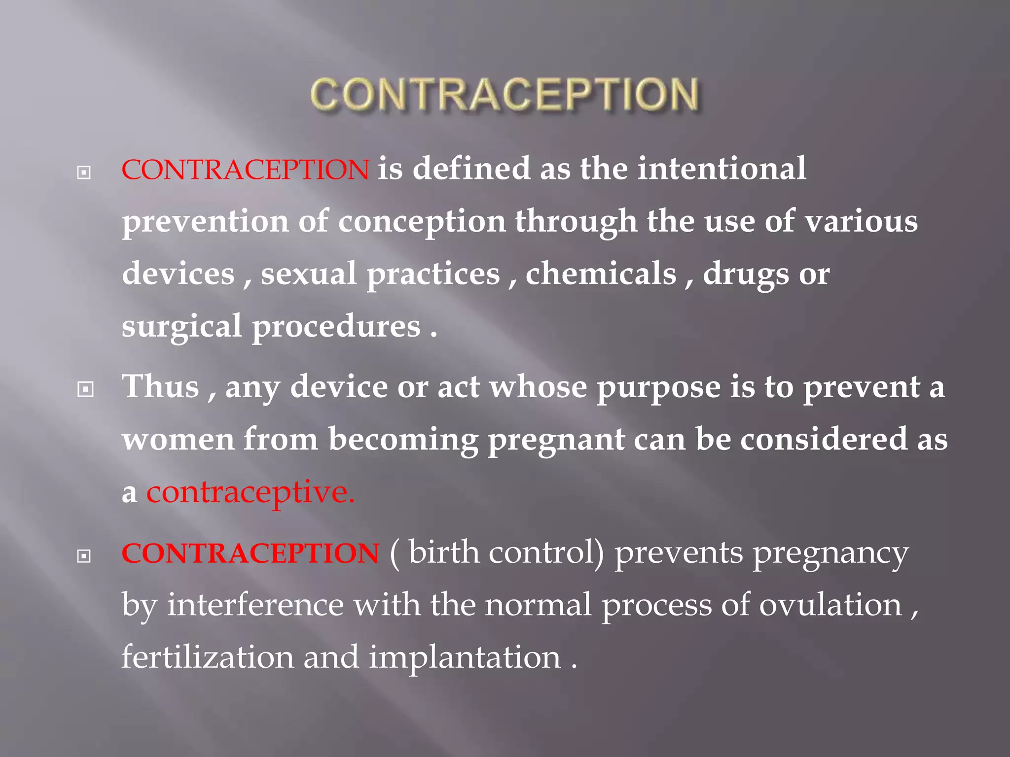 Contraception | PPTX | Pregnancy | Reproductive Health