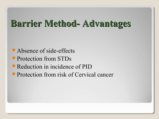 Barrier methods of contraception | PPT