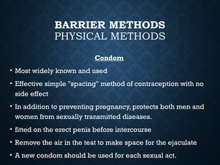 Contraceptive Methods for 3rd MBBS Community Medicine | PPT