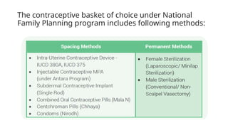 CONTRACEPTIVES AVAILABLE AND FAMILY PLANNING | PPTX