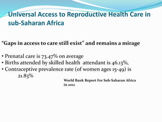 Contraceptive use in sub saharan africa -the sociocultural context | PPT