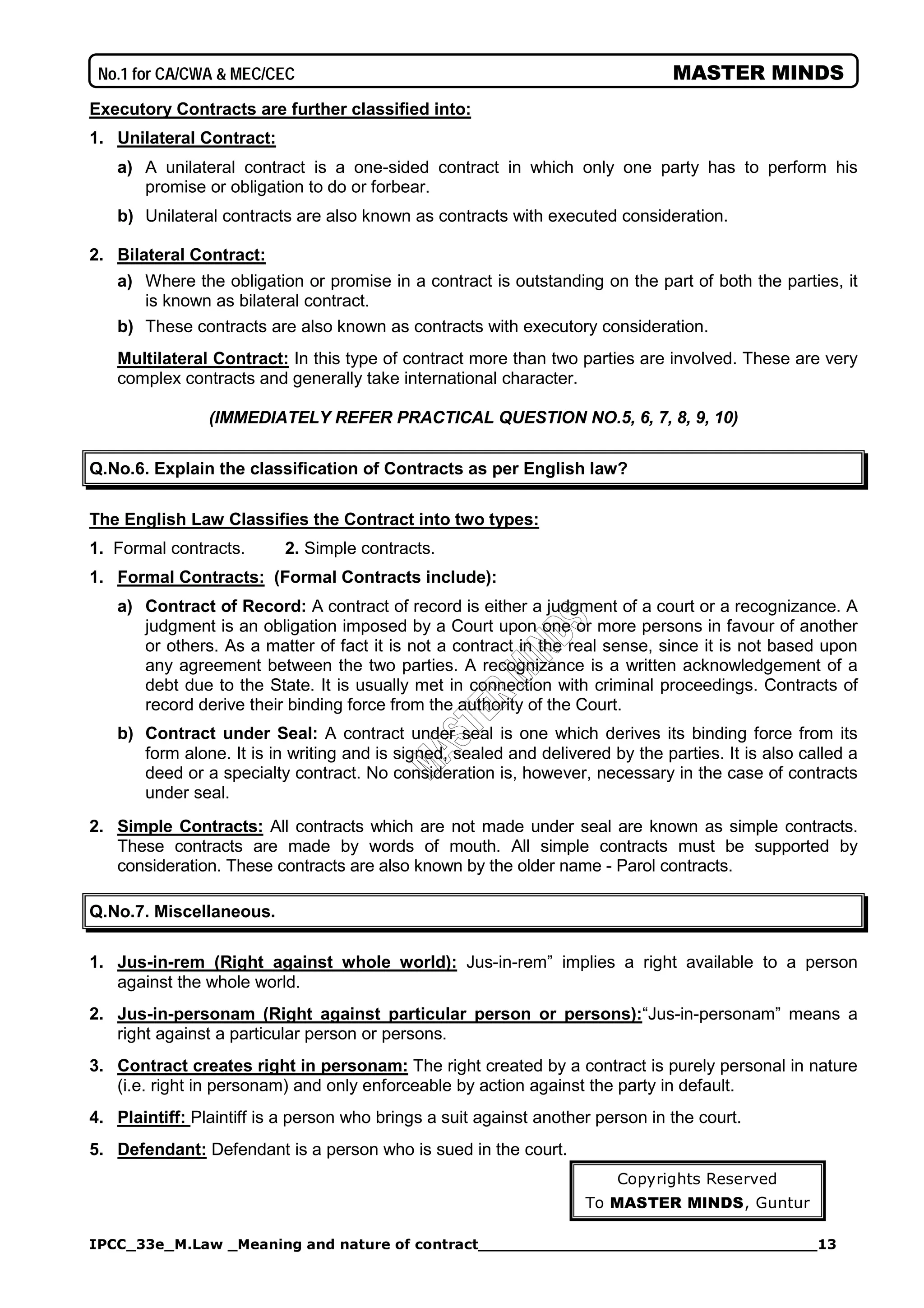 Contract notes | PDF