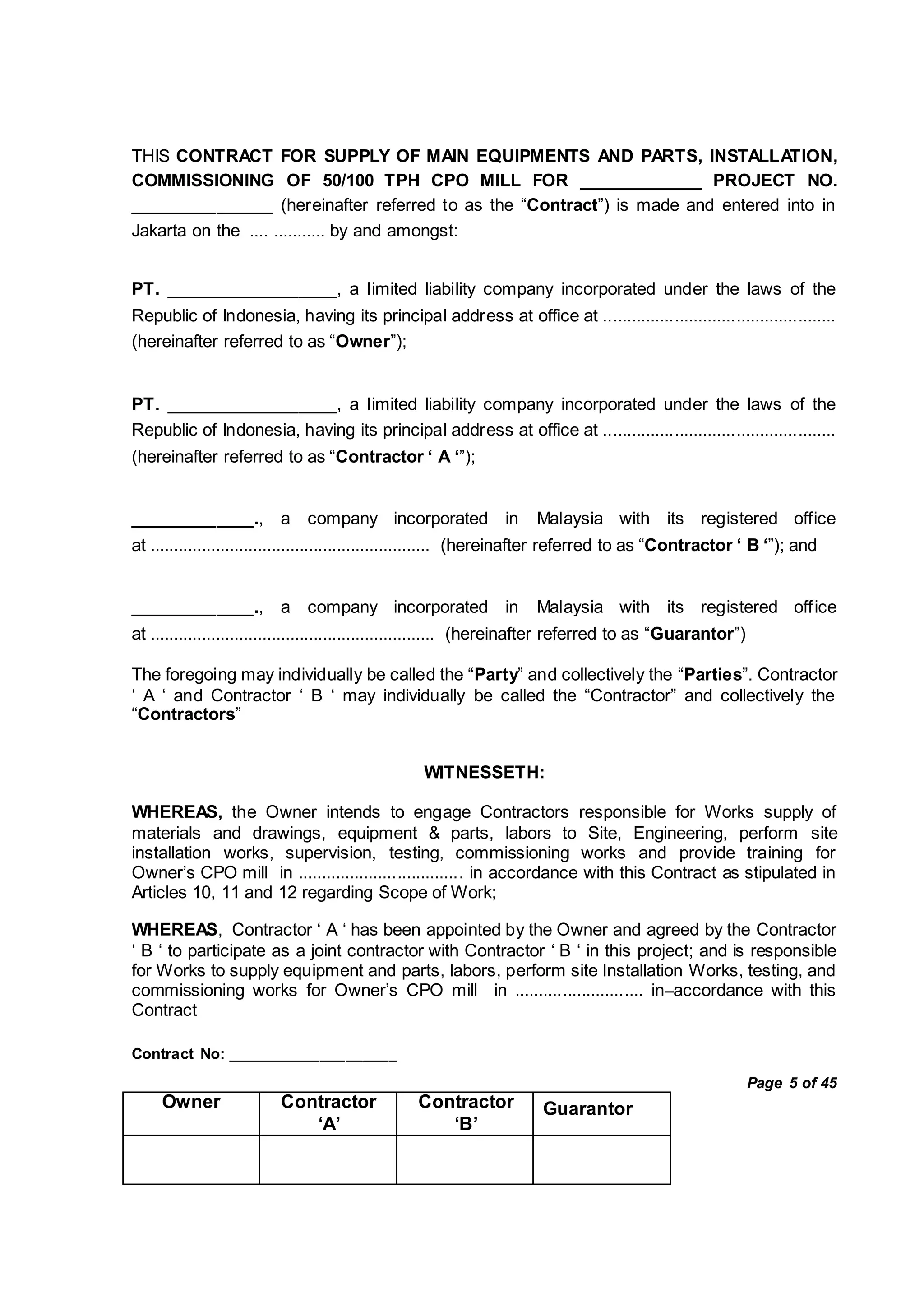 SUPPLY OF MAIN EQUIPMENTS & PARTS, INSTALLATION, COMMISSIONING OF 50100 ...