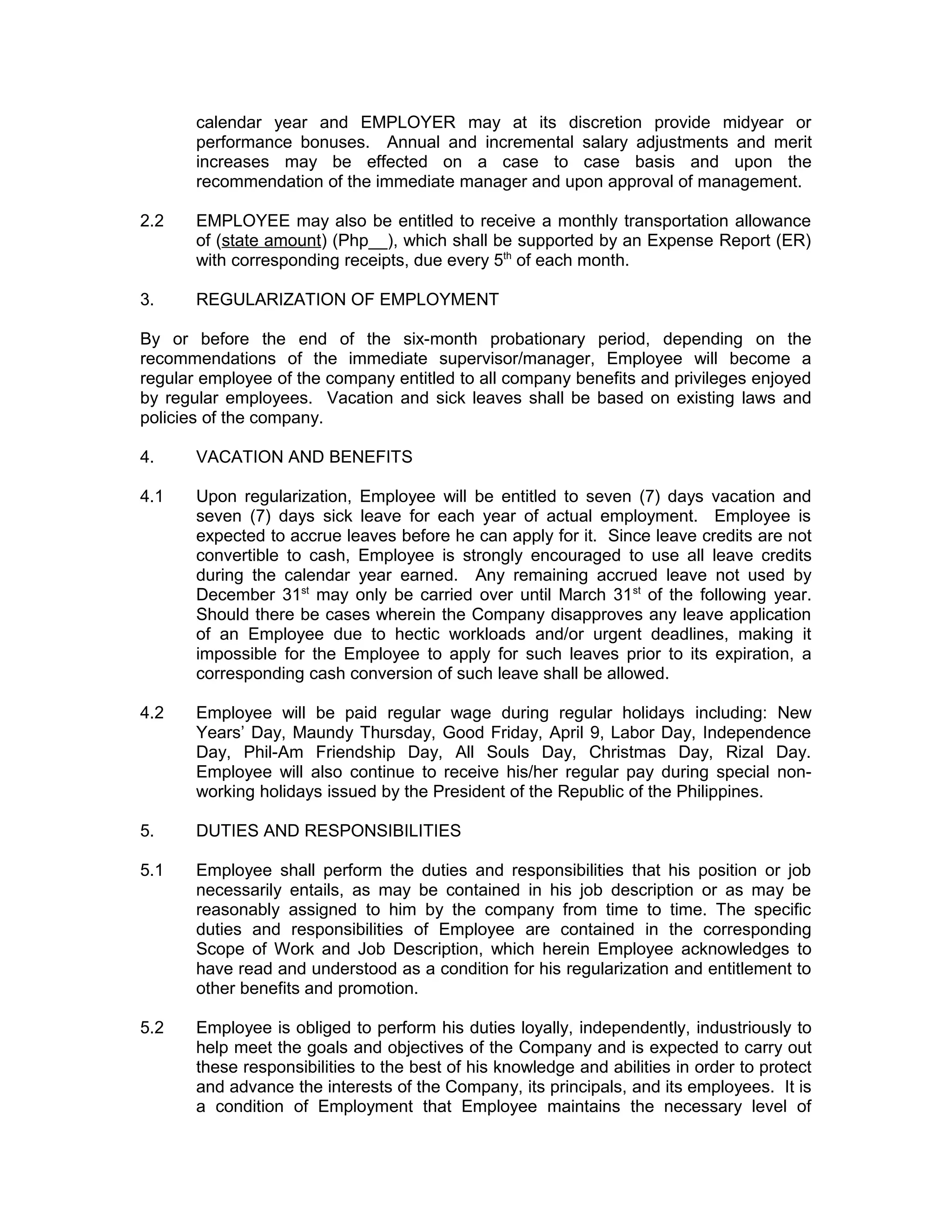 Contract of-employment probationary employee | PDF