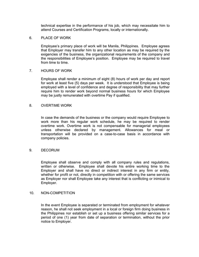 Contract of-employment probationary employee | PDF