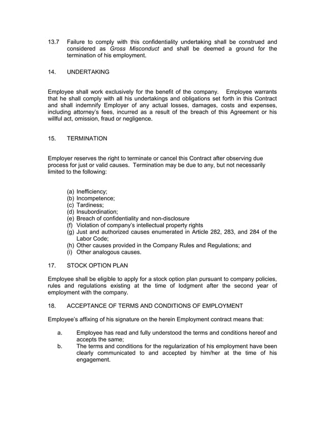 Contract of-employment probationary employee | PDF