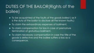 Contract rights of bailee | PPTX | Law