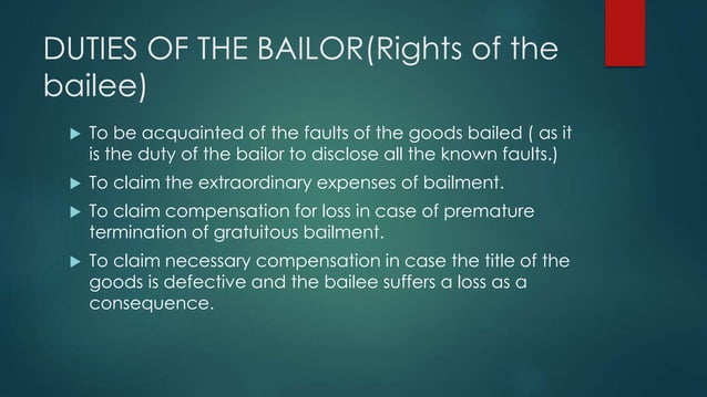 Contract rights of bailee | PPTX | Law