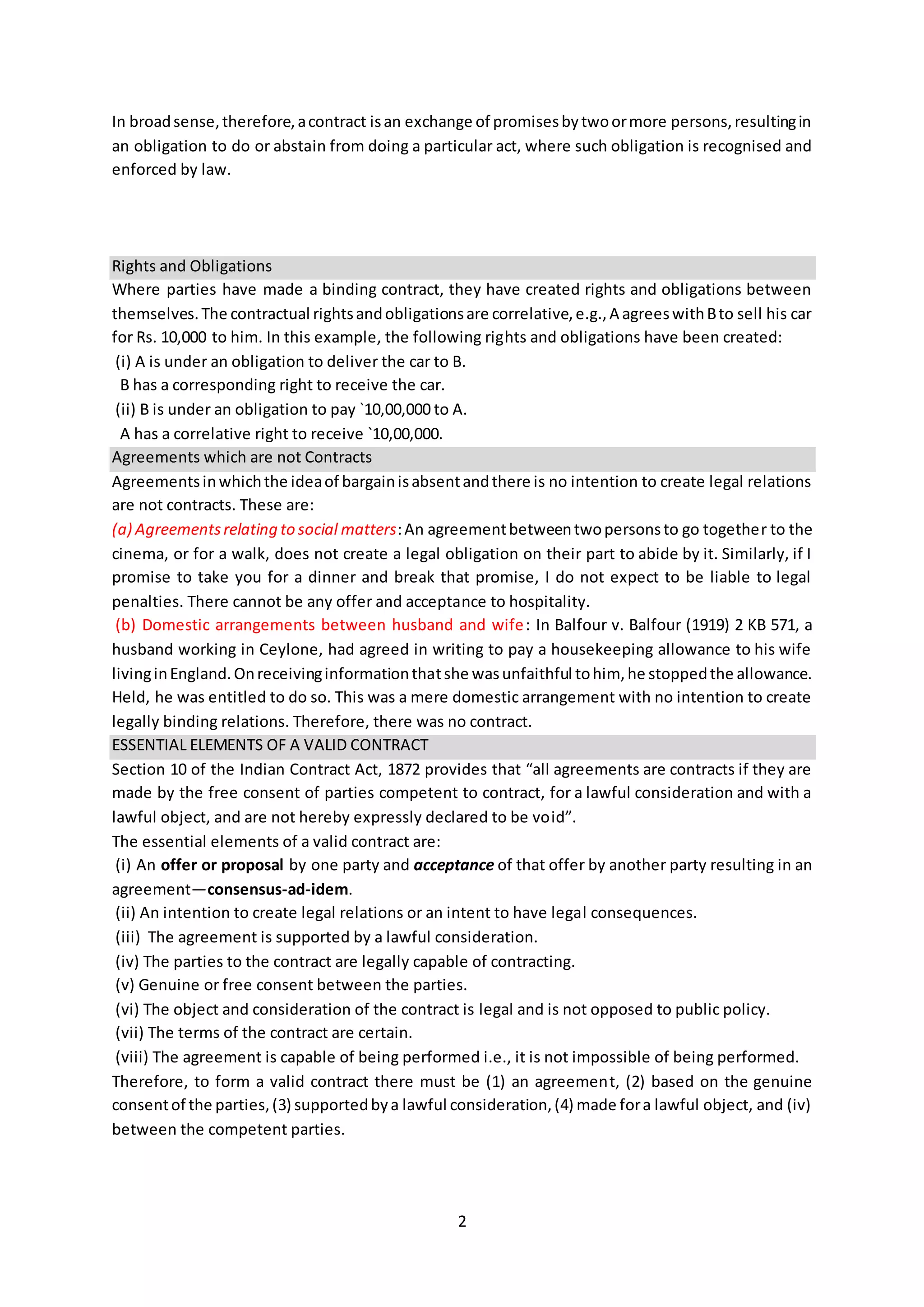 indian Contract act notes | PDF