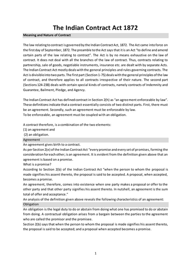 indian Contract act notes | PDF