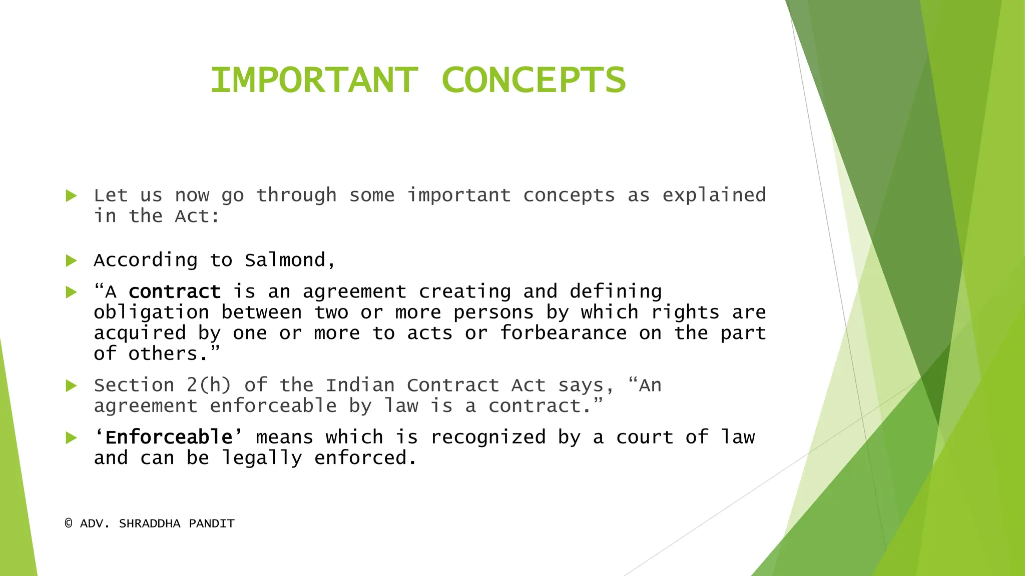 An introduction to Indian Contract Act, 1872 by Shraddha Pandit | PPTX