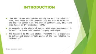 An introduction to Indian Contract Act, 1872 by Shraddha Pandit | PPTX | Marriage and Civil ...