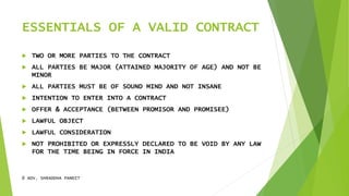An introduction to Indian Contract Act, 1872 by Shraddha Pandit | PPTX | Marriage and Civil ...