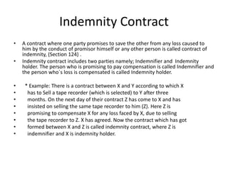 Contract act contract of guarentee and indemnity | PPTX