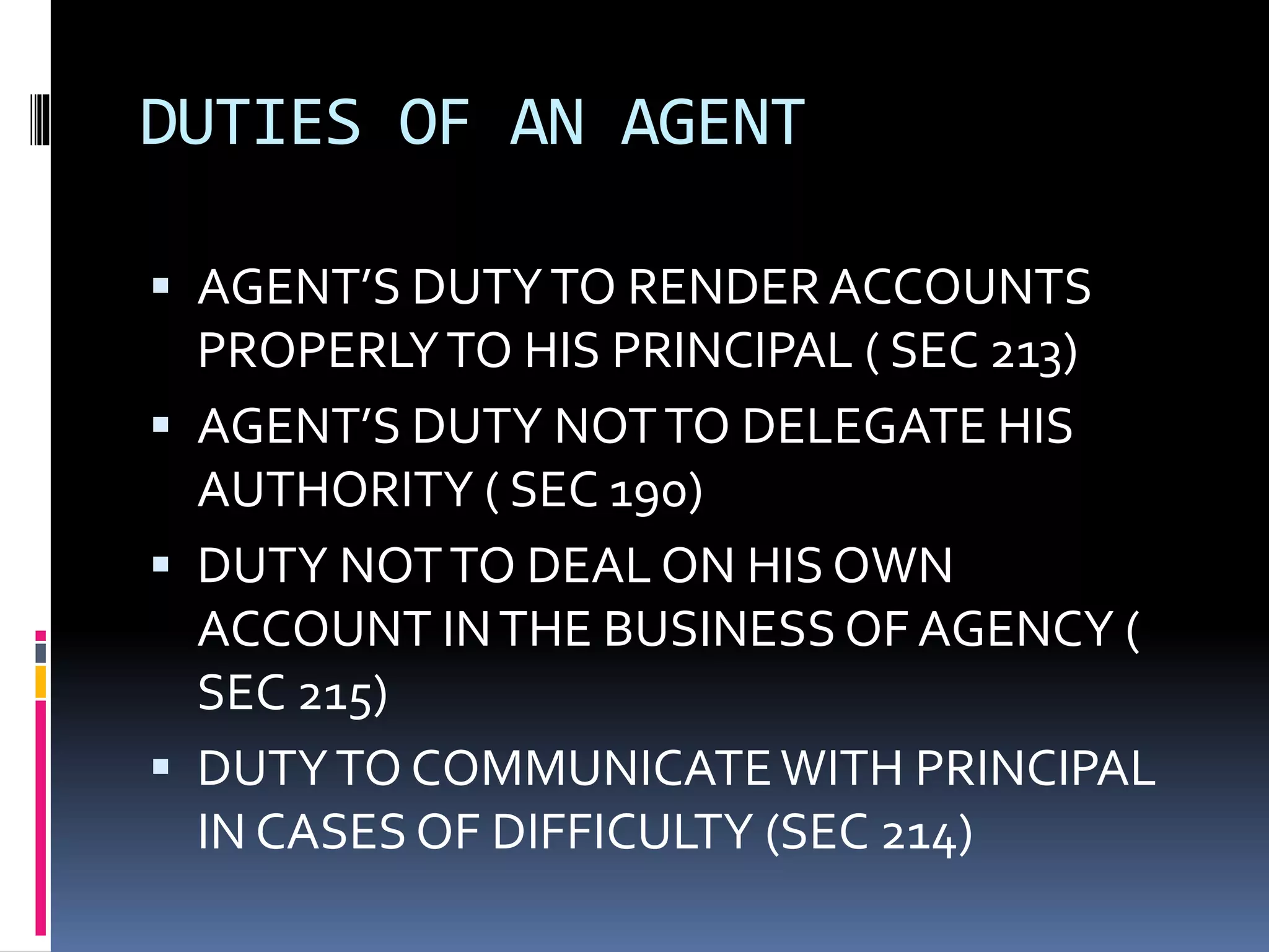 Contract act(rights and duties of agent) | PPTX