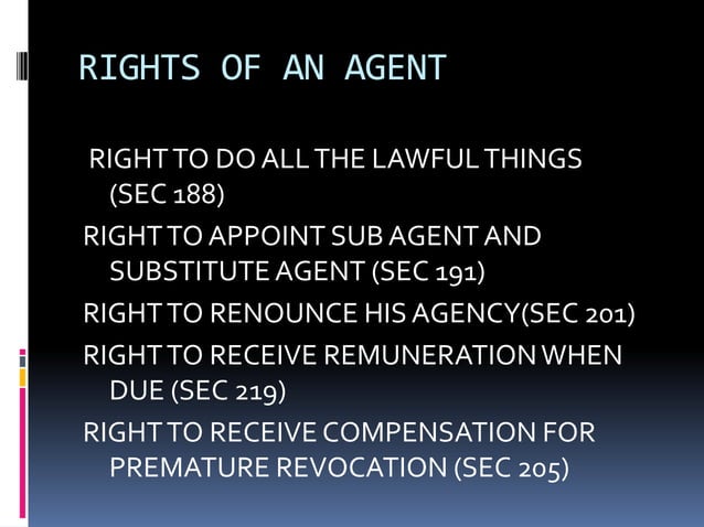 Contract act(rights and duties of agent) | PPTX | Law