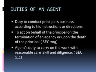 Contract act(rights and duties of agent) | PPTX