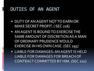 Contract act(rights and duties of agent) | PPTX