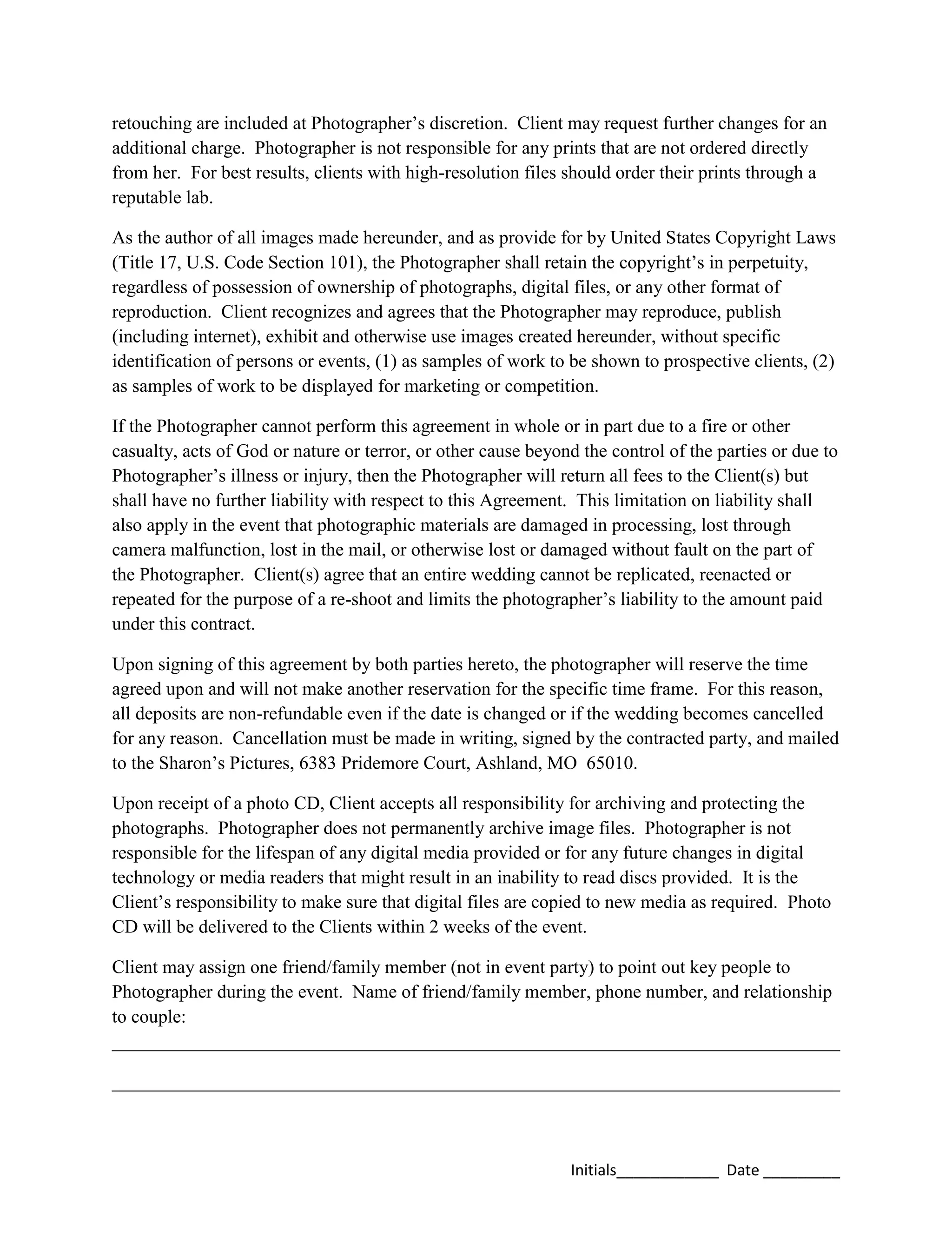 Contract agreement for wedding photography | PDF