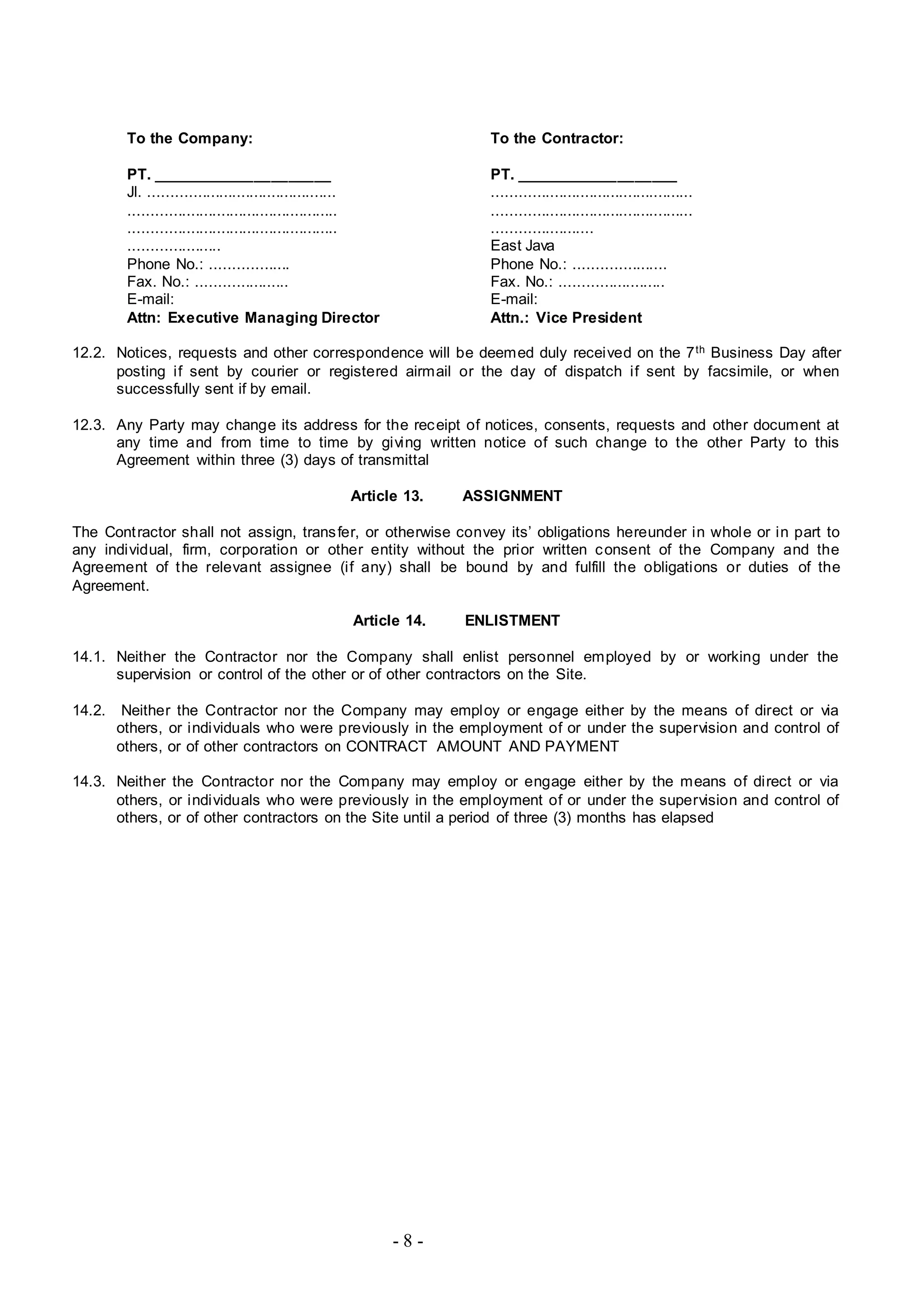 AGREEMENT OF CHAMBER, CHUTE, ETC FOR DEBARKER AND BARK COLLECTING ...
