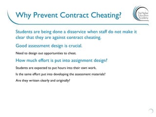 Prevention, Detection and Policies in Contract Cheating - Higher ...