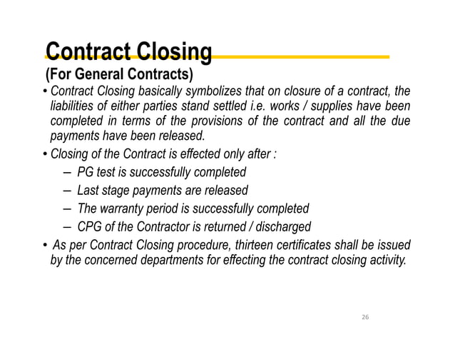 Contract closing ppt | PDF | Construction Industry | Industries