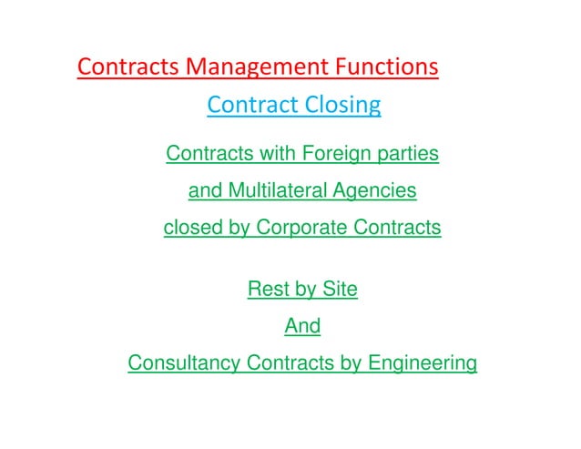 Contract closing ppt | PDF | Construction Industry | Industries