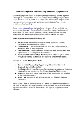 Unlock the Secrets of Contract Compliance Audits: Why They Matter | PDF
