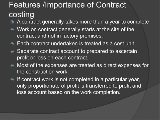 Contract Costing.pptx | Civil Engineering Industry | Industries