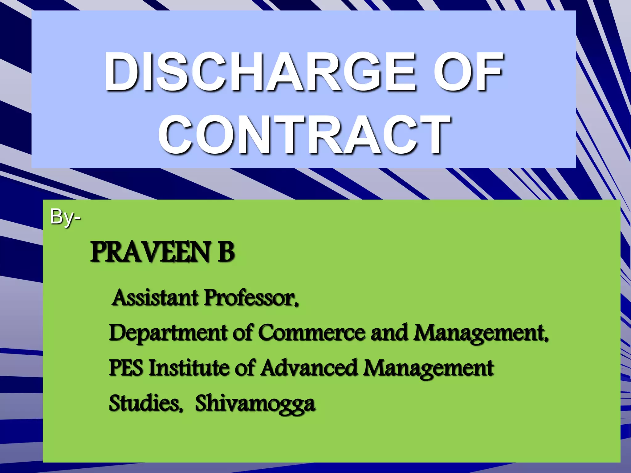 Discharge of Contract | PPT
