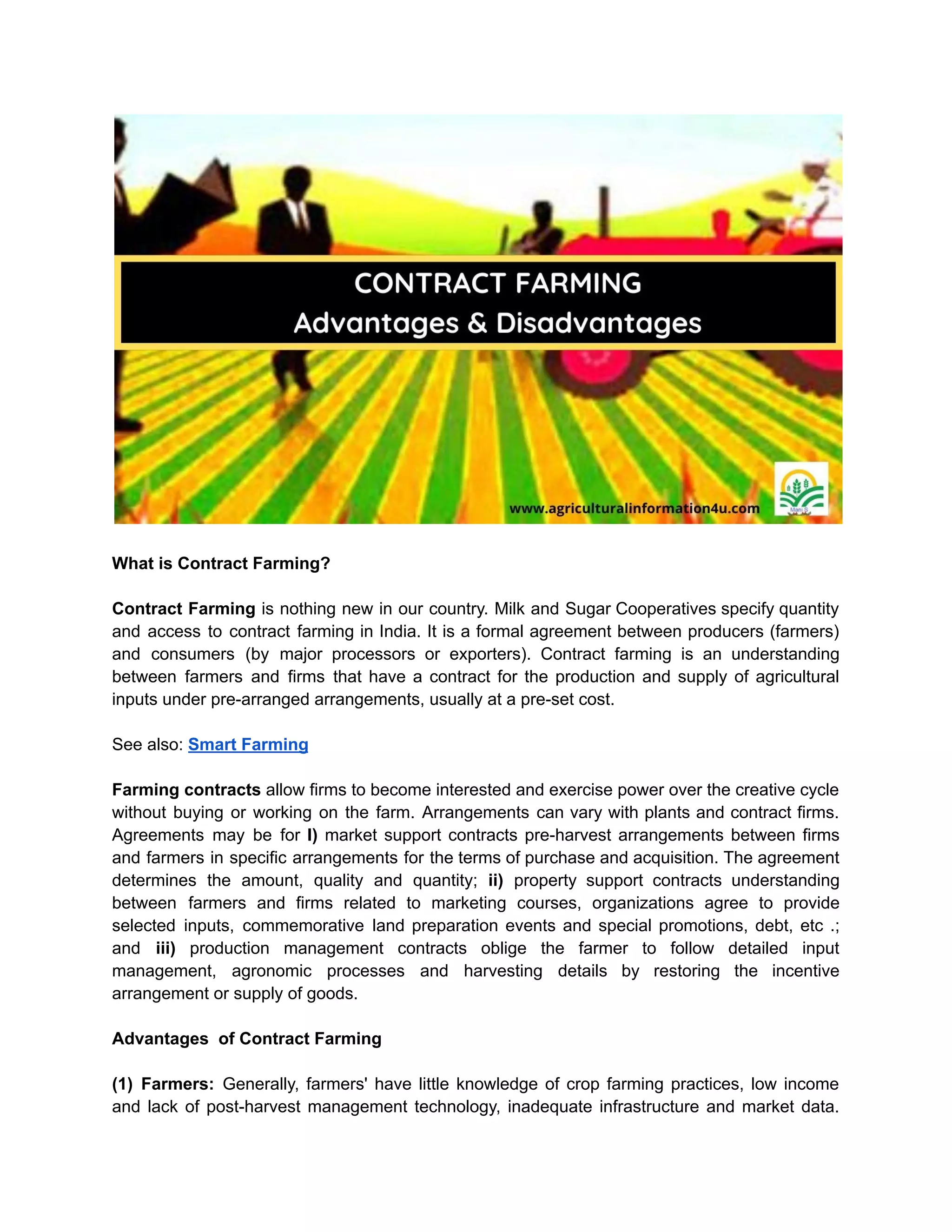 Contract farming - Advantages and Disadvantages | PDF