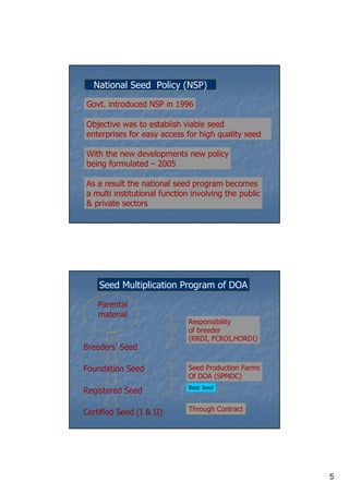 Contract Seed Production Program of the Dept. of Agriculture (DOA) Sri ...