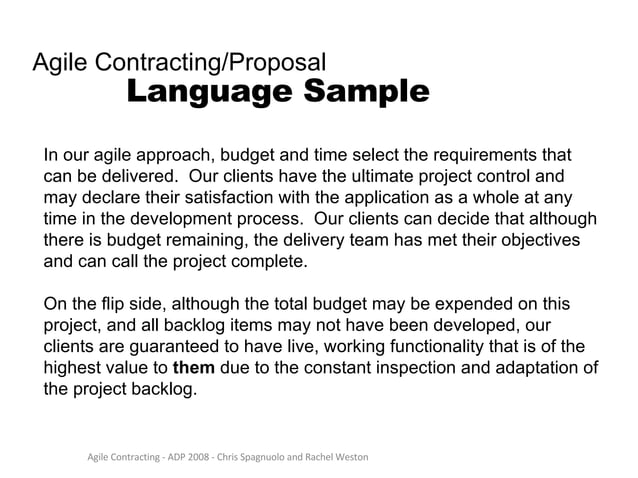 Contracting for Agile Software Development | PPT | Business | Business and Finance