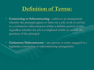 Contracting and subcontracting | PDF